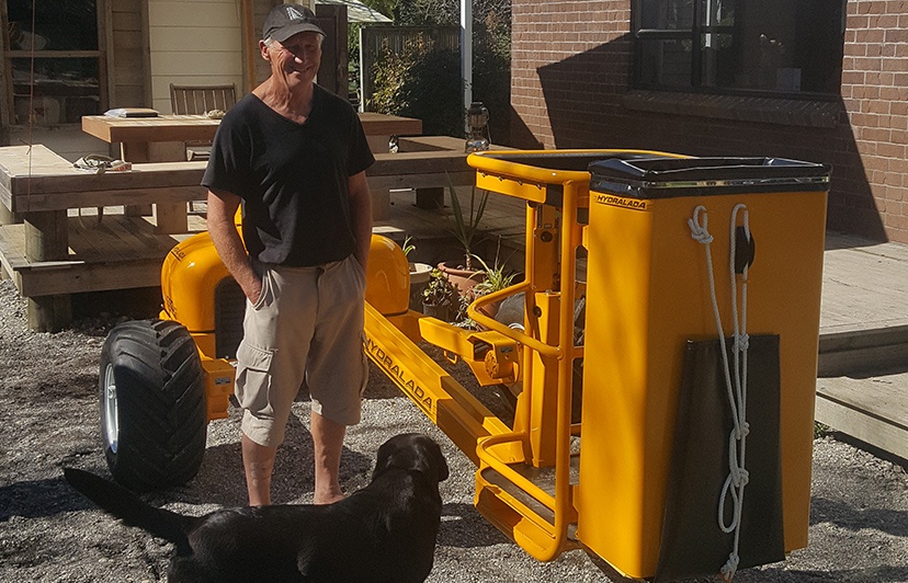 Rod Hibbert with his new Hydralada machine